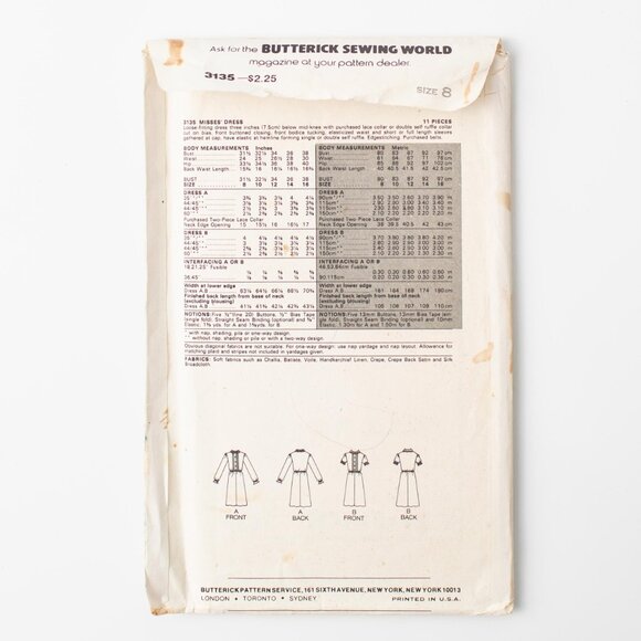Butterick | Other | Vintage Butterick Loose Fitting Dress Pattern 335 ...